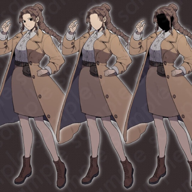 【ミステリー系立ち絵素材】20〜30代女性・探偵・茶髪・差分3種 | POMPACK