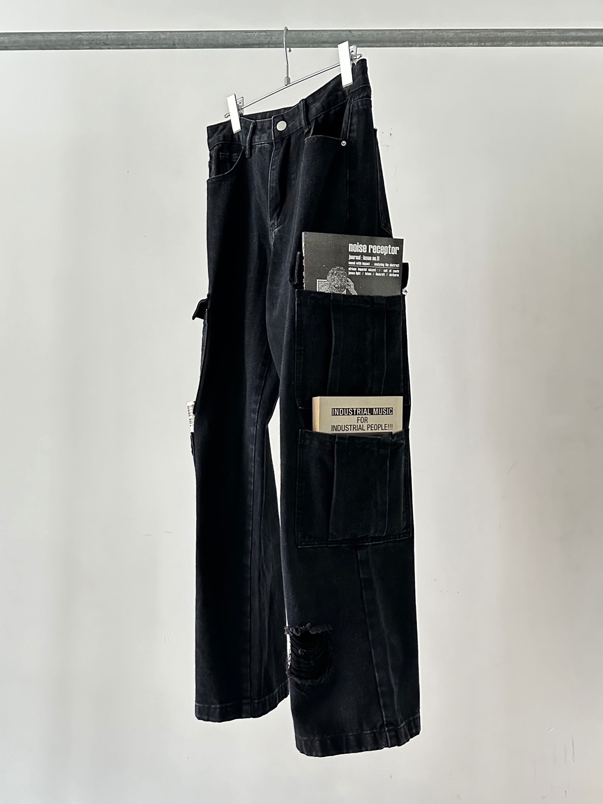 Black Denim Cargo Pants | THE CUT UP