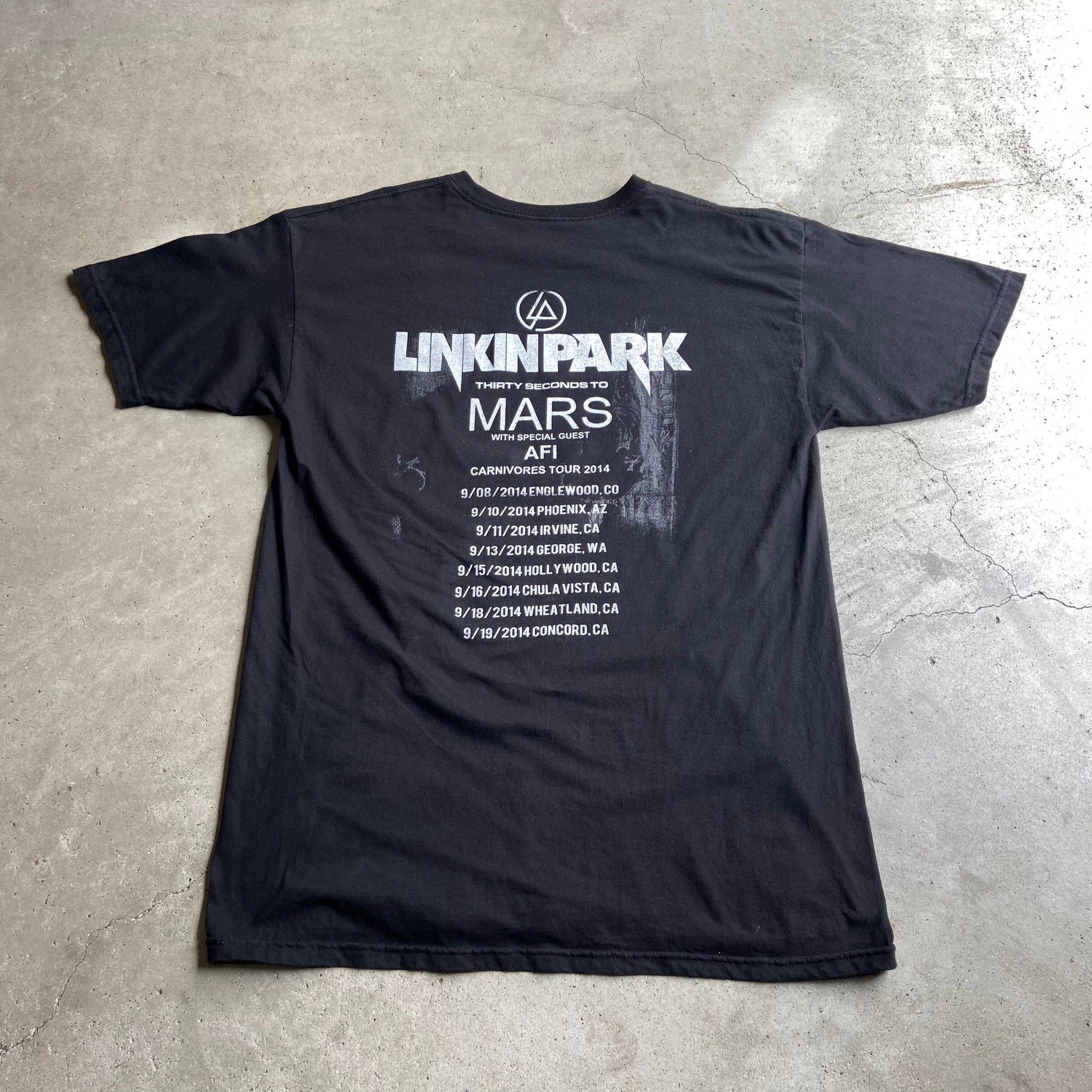 【新入荷SALE対象外】LINKIN PARK リンキンパーク MARS 2014 ツアー バンドTシャツ メンズL相当 古着 両面プリント ...