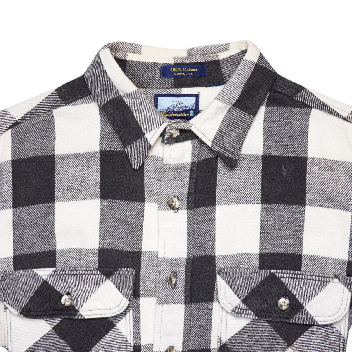 90's FIELD MASTER Heavy Flannel Shirt フィールドマスター ヘビネル ネルシャツ ブロックチェック USA ...
