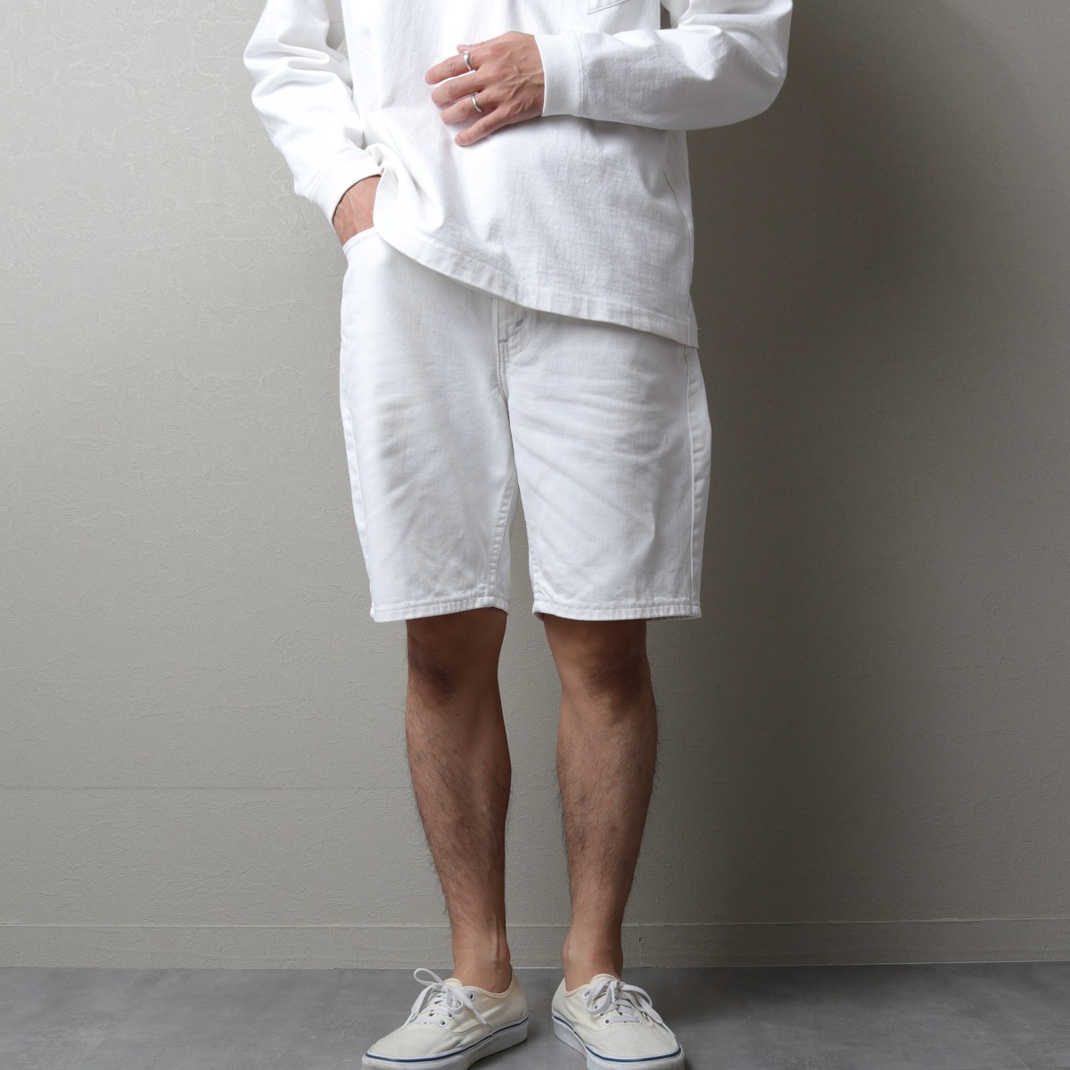 [W32] 2001's Levi's 505 "made in USA" White Denim Short Pants 221095 | ulc vintage [used ...