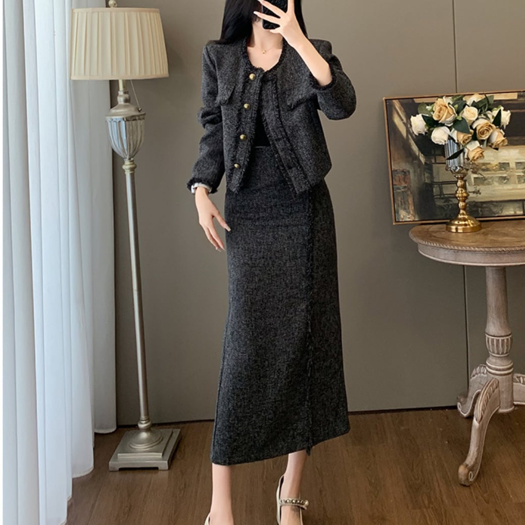 Elegant Two-Piece Knit Skirt Set 30010 | Beststyle