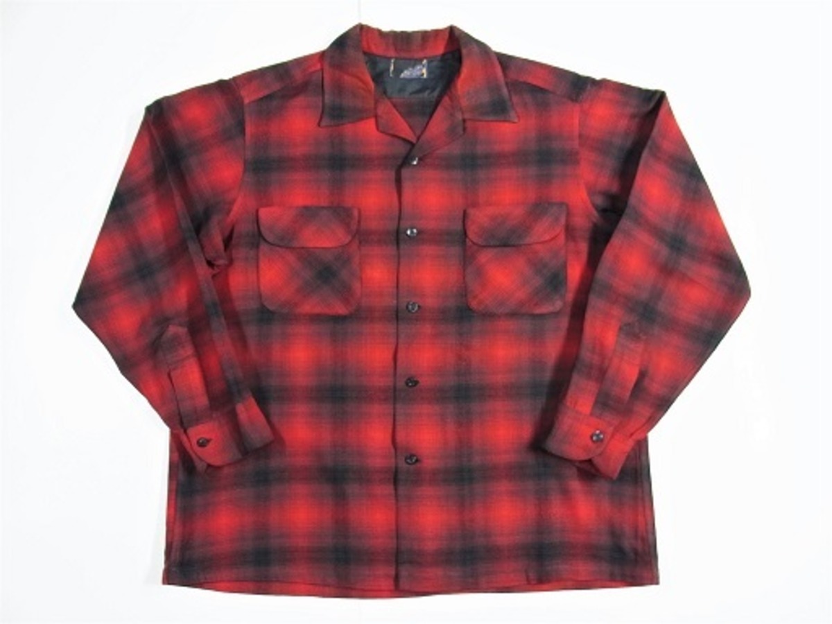 50's PENDLETON ペンドルトン オンブレチェック シャドーチェック ウール オープンカラーシャツ | CYCLONE