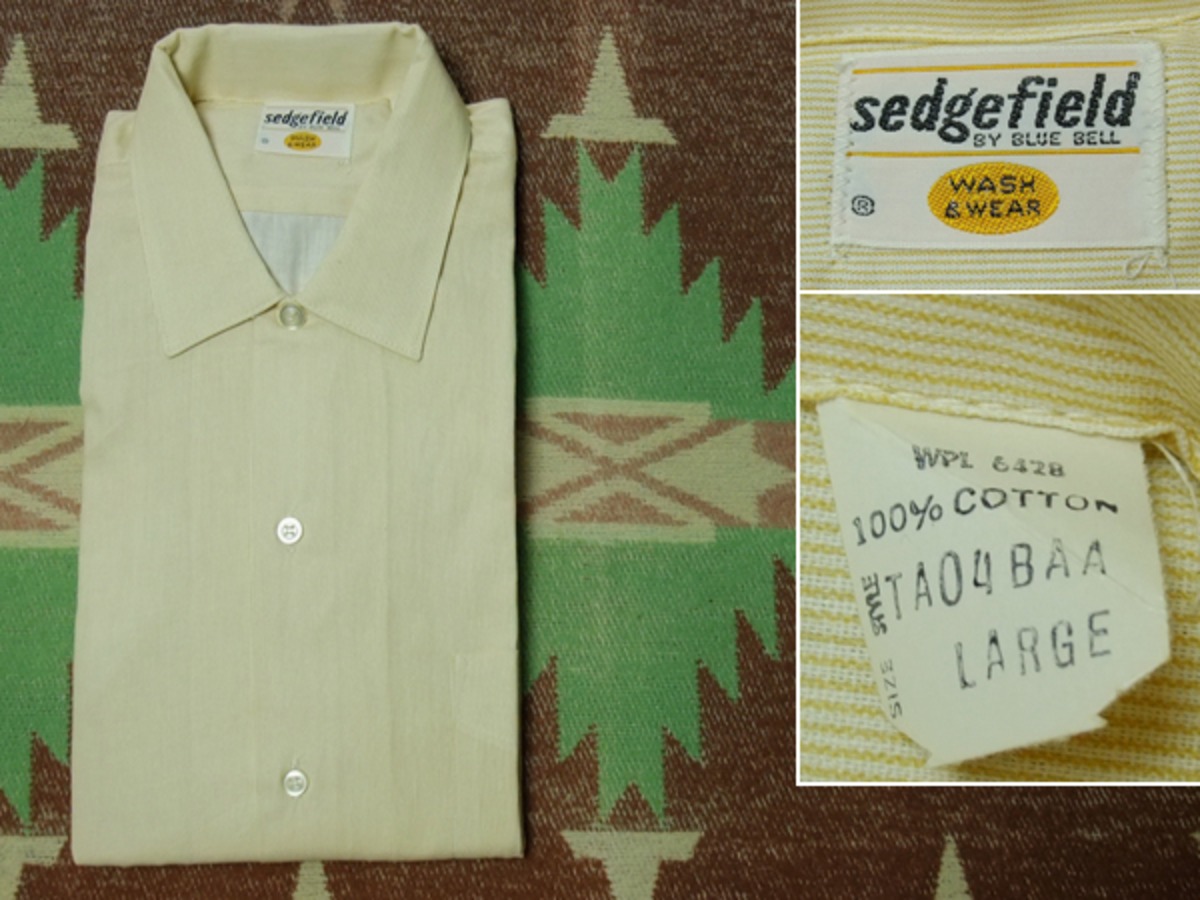 Dead-Stock 60s～ SEDGEFIELD by BLUE BELL Pinstripe Print Cotton Shirt（L ...