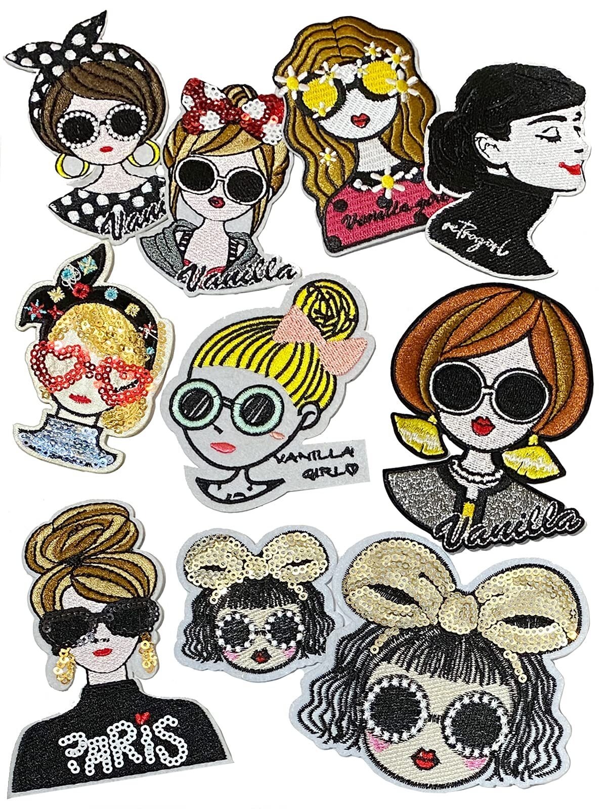 ワッペン アップリケ アソート アイロン 刺繍 スパンコール デコ わっぺん あっぷりけ (ガール【A】) | loop0707