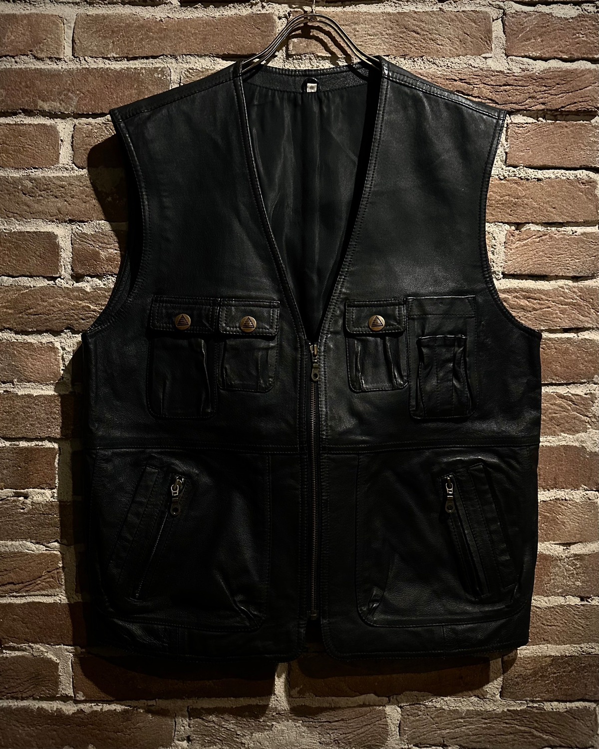 【Caka act3】Pocket Gimmick Vintage Loose Leather Vest | Caka(カカ）下北沢古着屋 ...