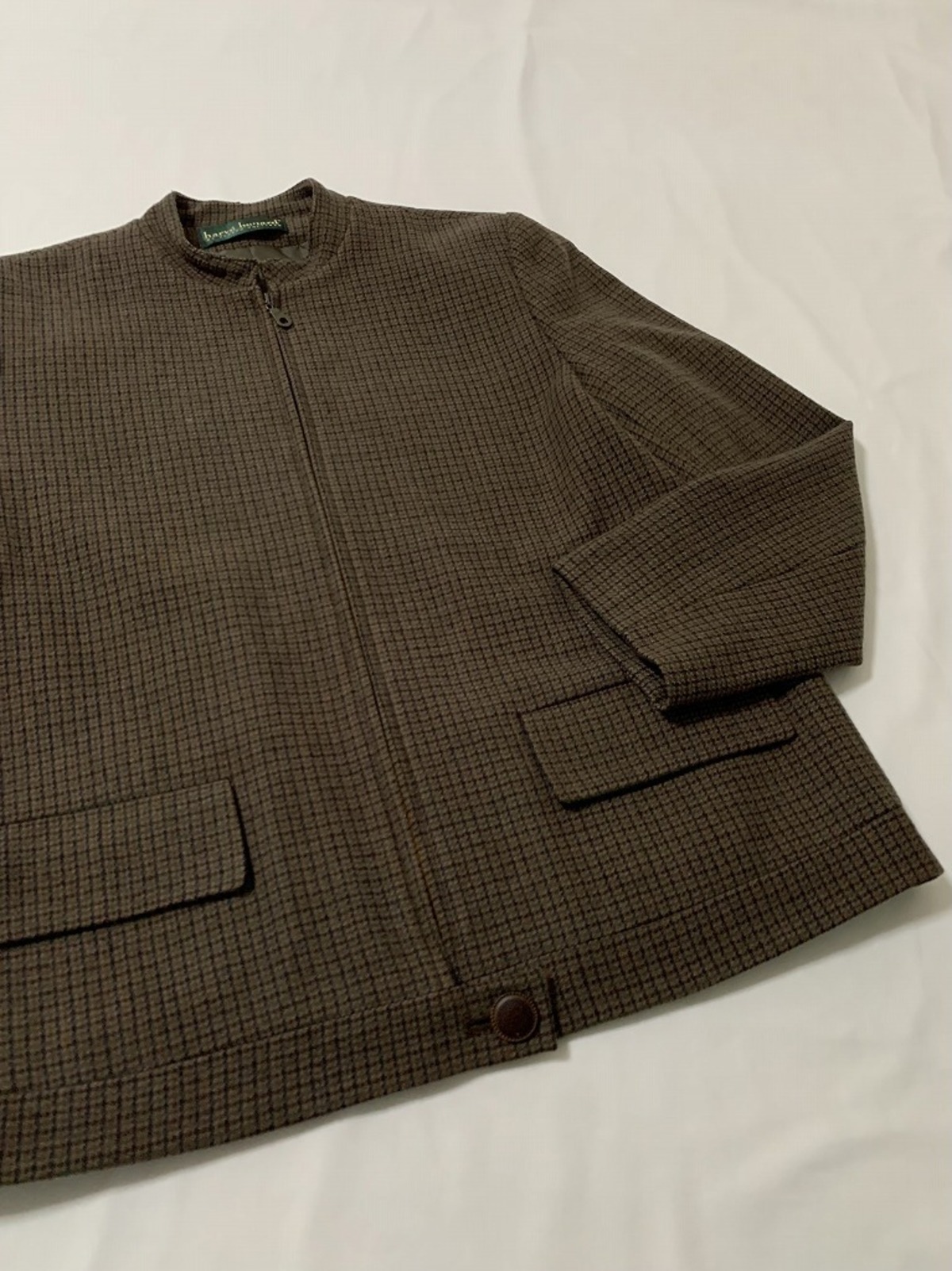 1990's Woven Check Pattern Stand Collar Zip-Up Jacket | Link