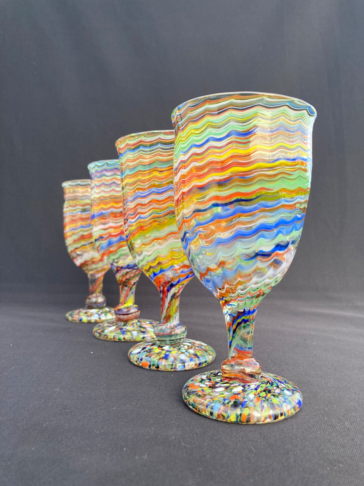 Rainbow Wave Goblet | YUGEN GLASS