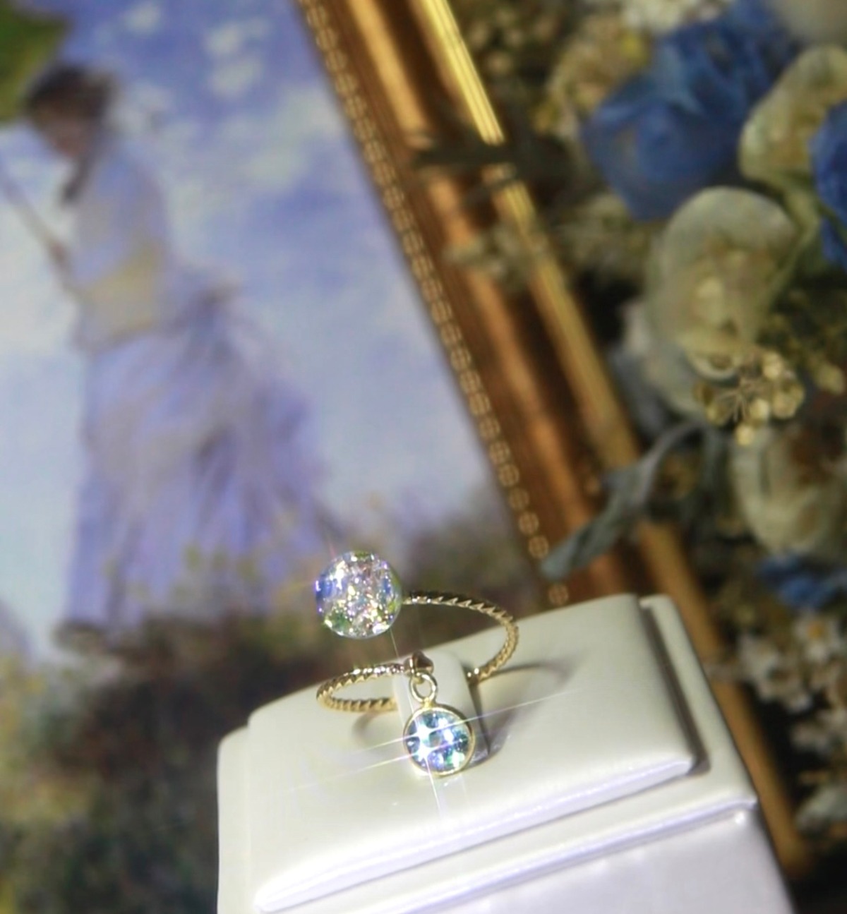 ブルートパーズ揺れる Lumière ring - mètèore モネ『散歩、日傘をさす女』を纏うリング 【受注制作】サージカルステンレス | Az'nfleur【アズアンフルール】￤色彩と ...