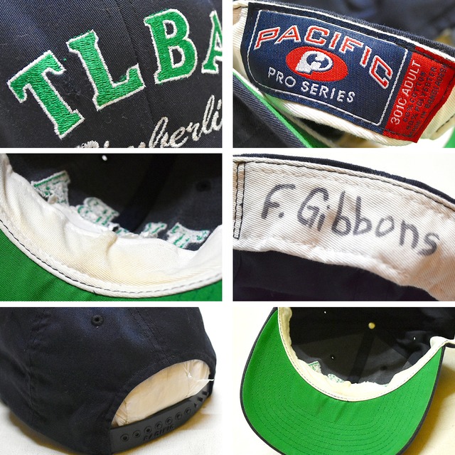 1点物 PACIFIC紺ロゴ刺繍ツバ裏緑スナップバックキャップ古着メンズレディース/アメカジ90sストリート/スポーツMixベースボール帽子 ...