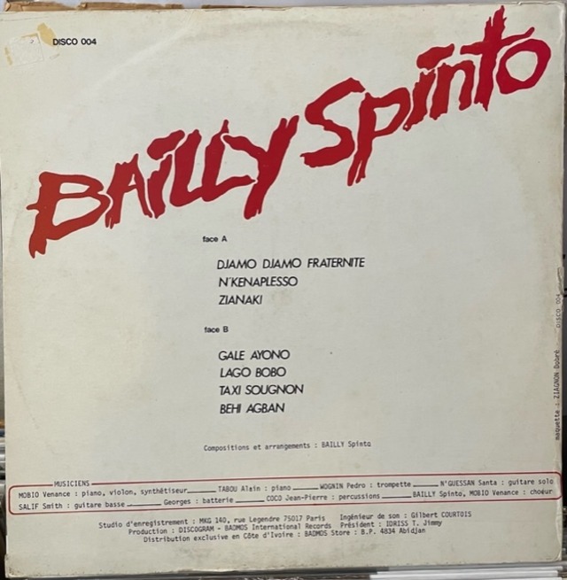 BAILLY SPINTO "BAILLY SPINTO" LP | EAD RECORD