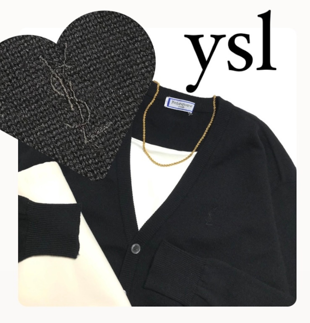 ysl cardigan イヴサンローラン 長袖 カーディガン ブラック | AKUBI -アクビ-
