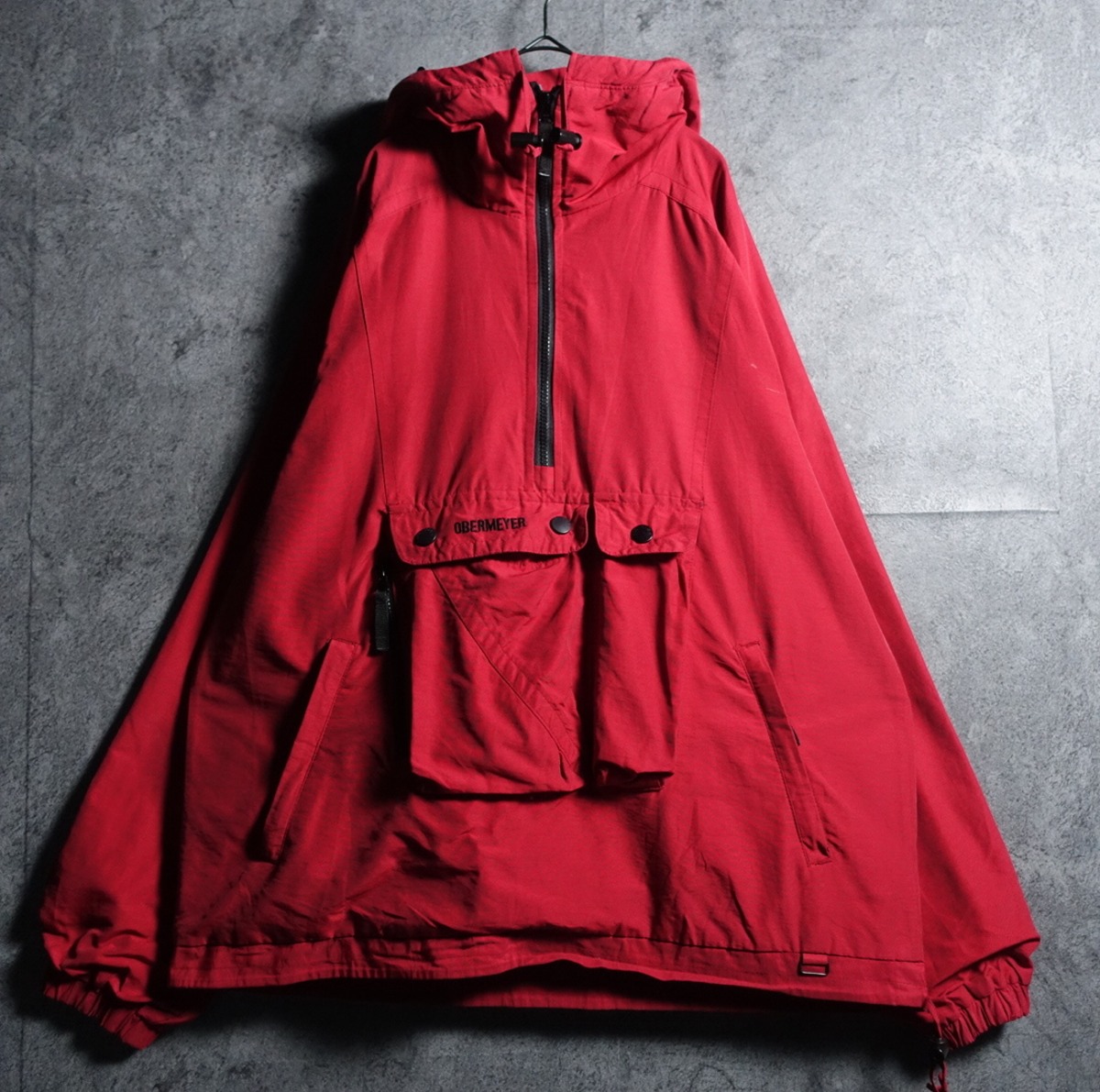 “OBERMEYER” Red Logo Embroidery & Multi-Pocket Design Nylon Anorak ...