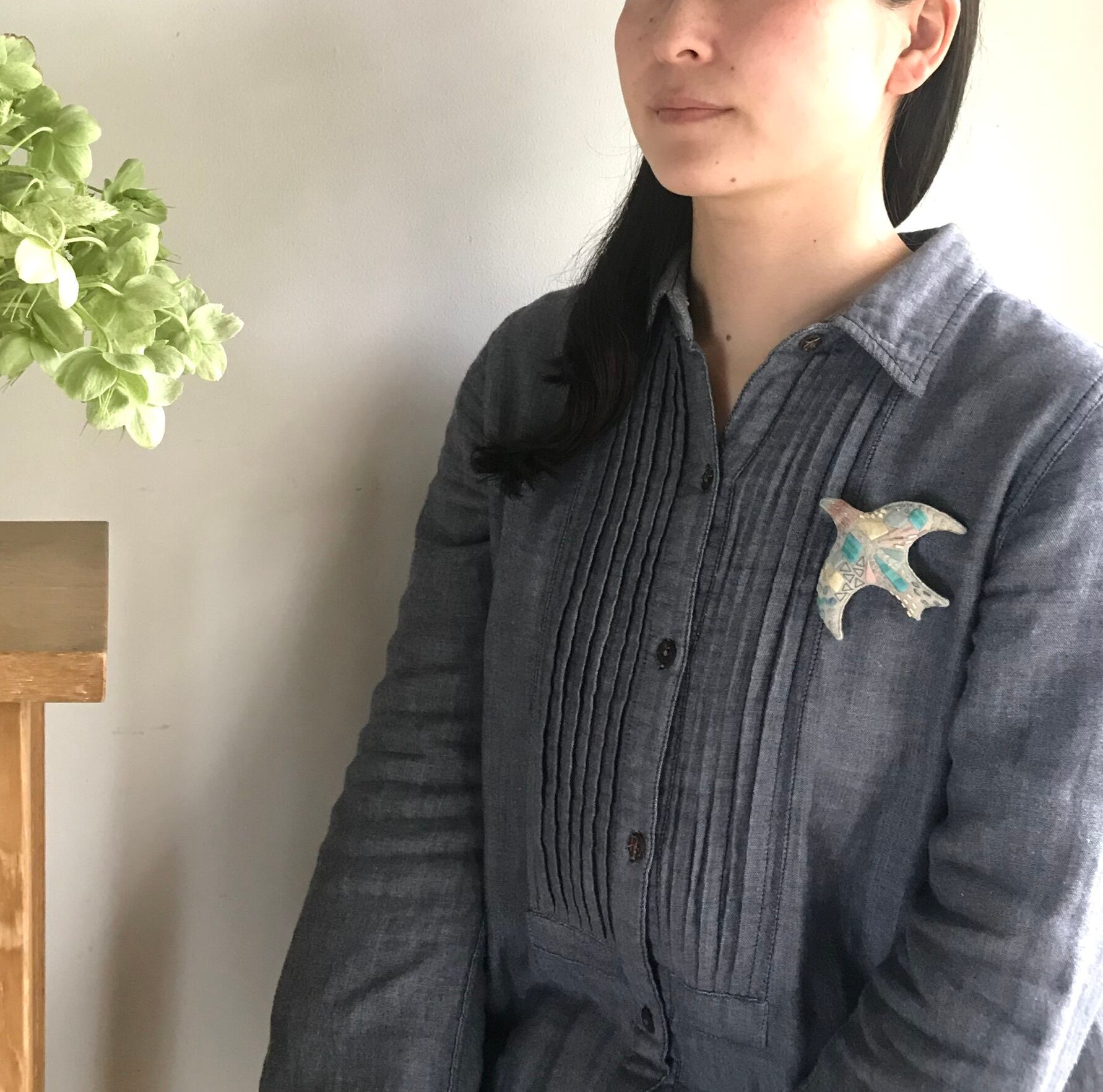 音の鳥ブローチ2 (ヒグチエリ) | eri higuchi embroidery