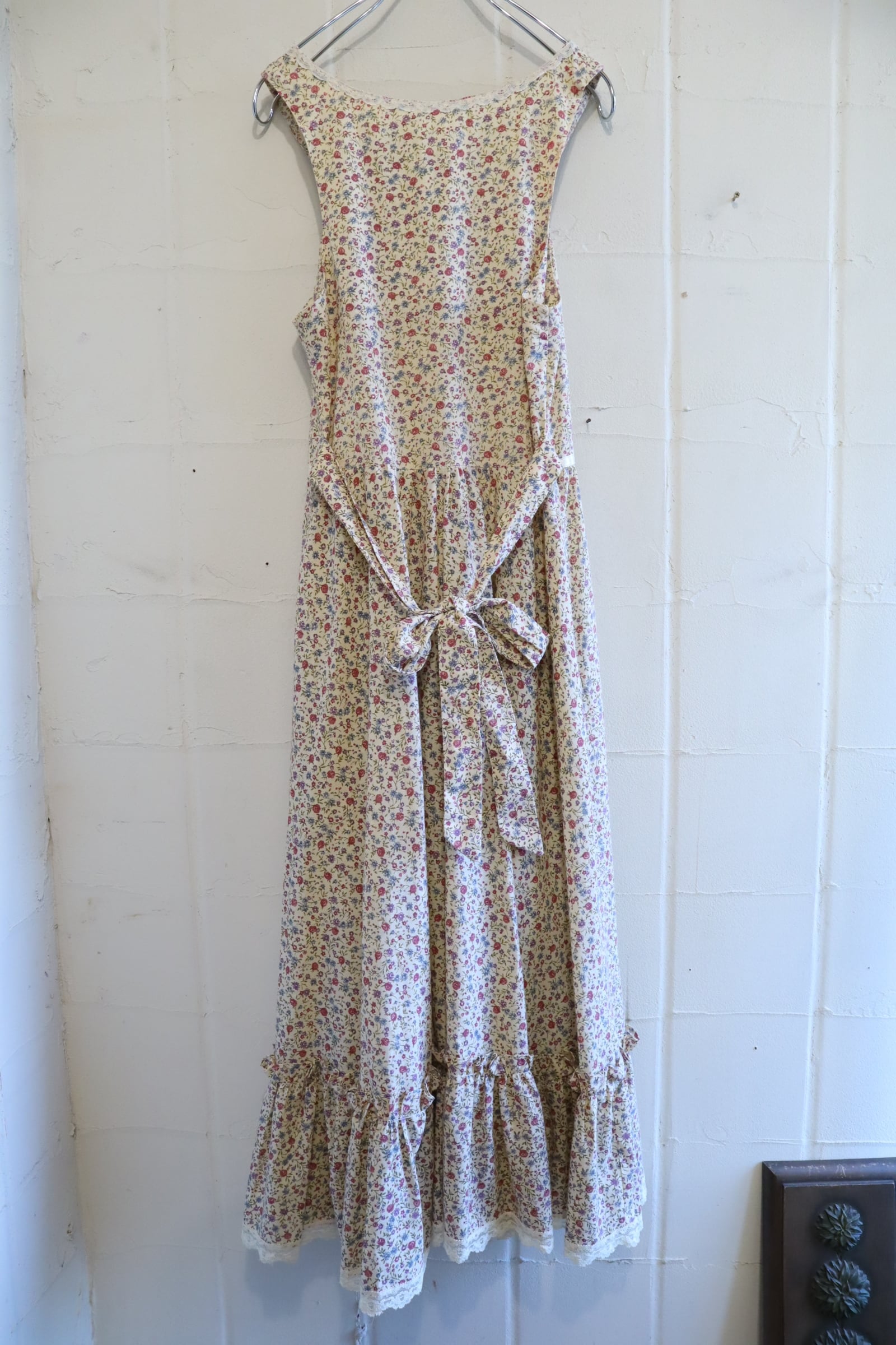 70s GUNNE SAX cream×pink flower pattern sleeveless dress [l-4724 ...