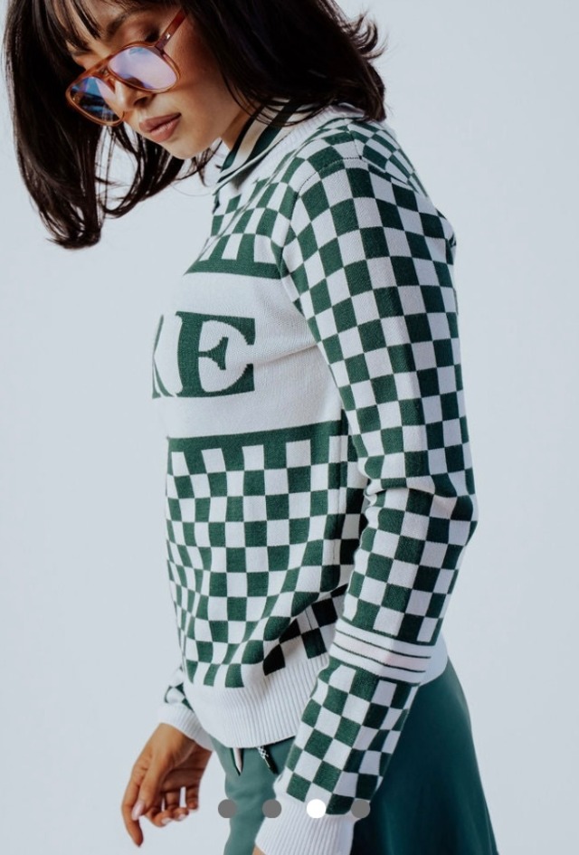 Fore All Fore Sweater - Green Checkered | HOLLY'S GOLF MARKET