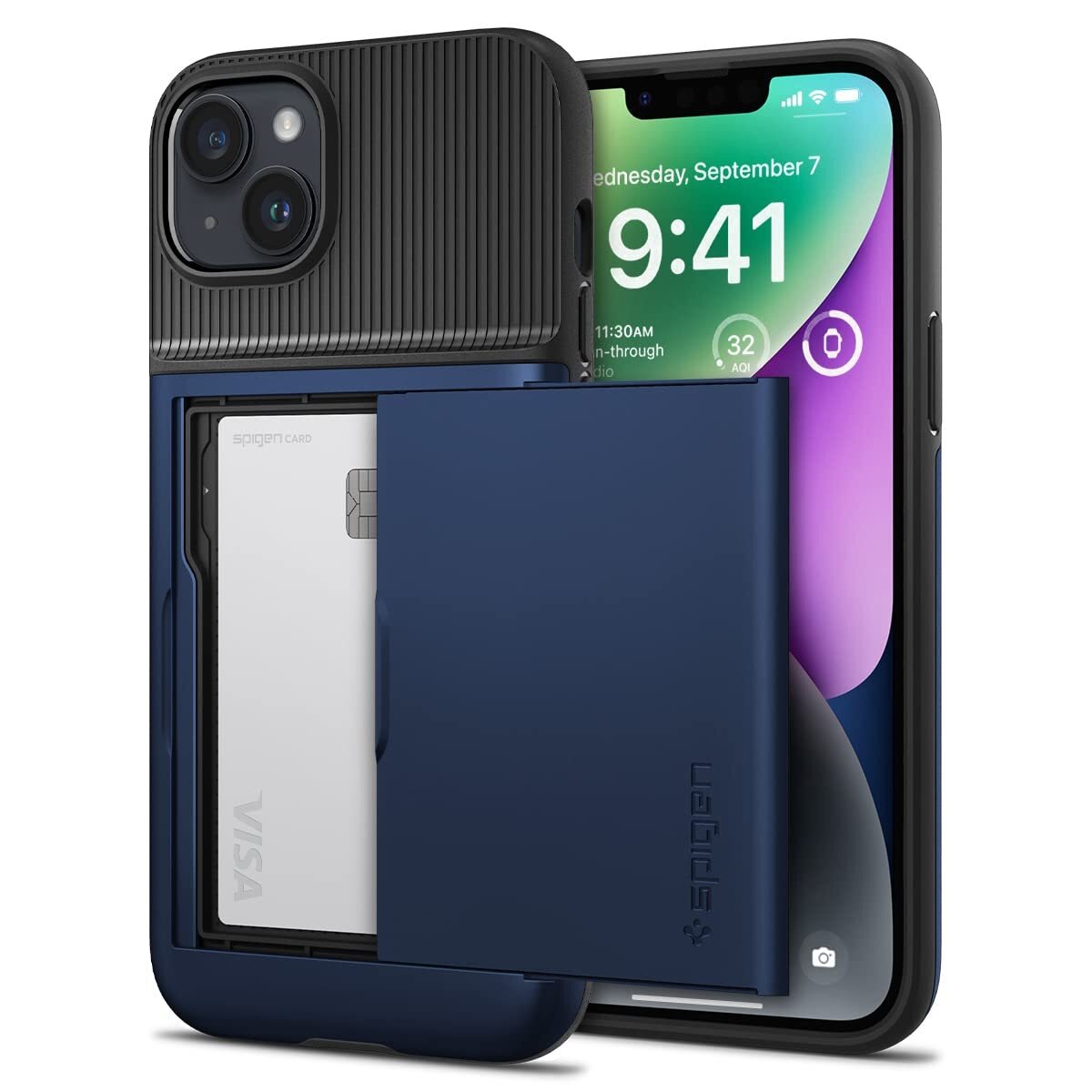 Spigen iPhone14 ケース 手帳型 耐衝撃 カード 収納ケース 2重構造 耐衝撃 米軍MIL規格取得 落下防止 IC カード ポケット パスケース スリム・アーマー CS ...