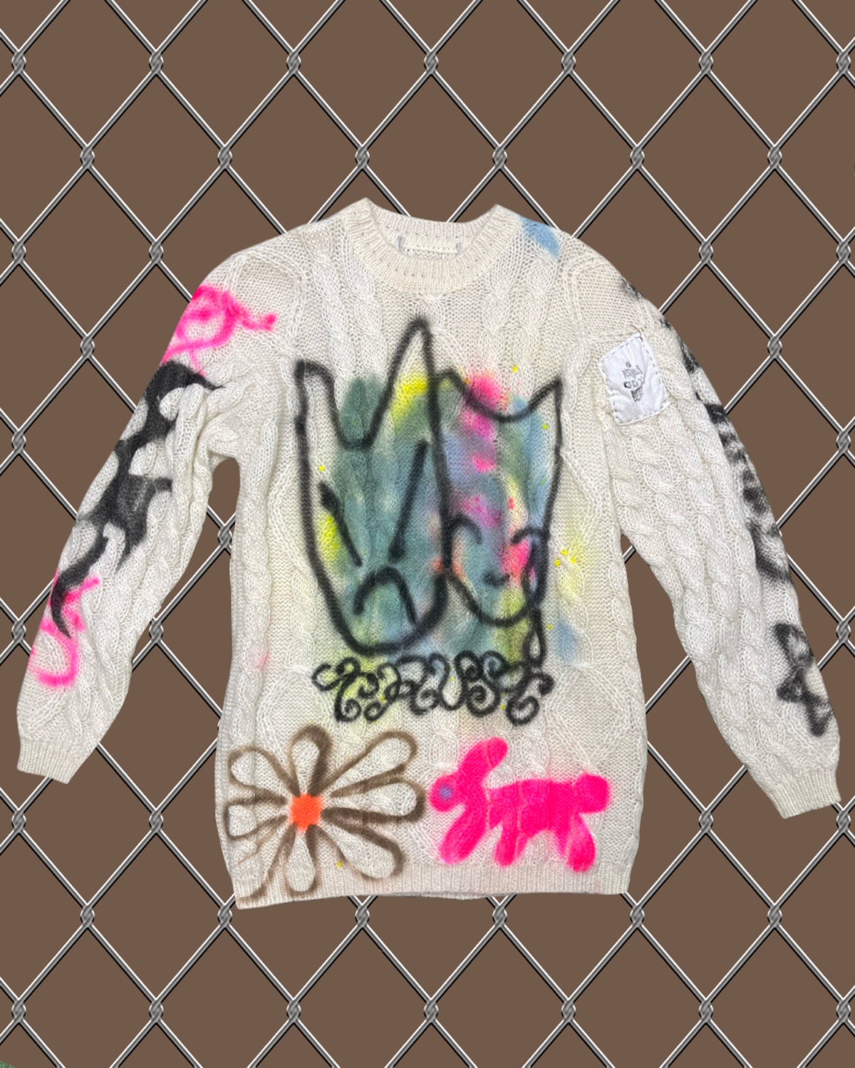 spray paint sweater "two face" | onegaigoto