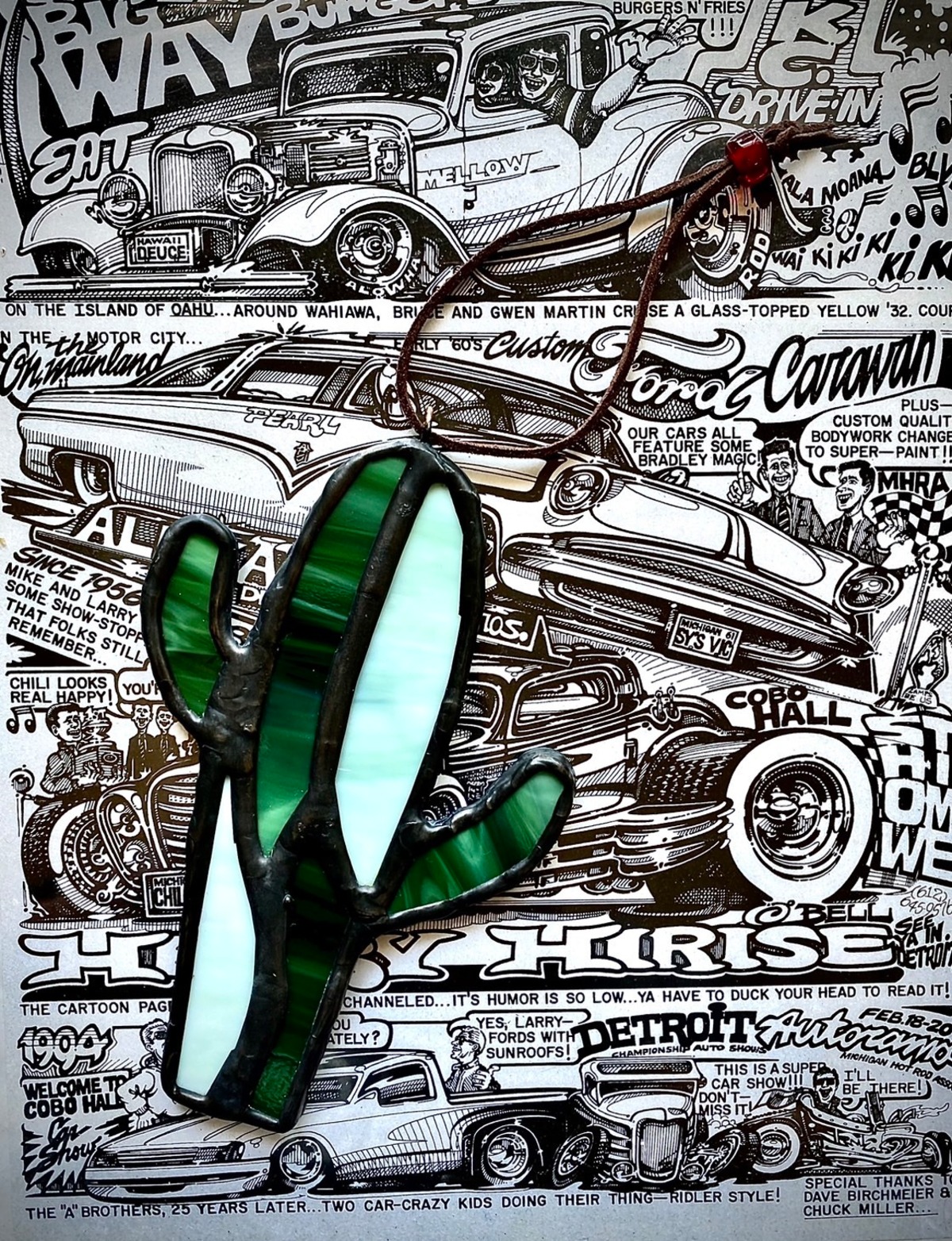 サボテン ステンドグラスサンキャッチャー Classic Green L size | Heimer’s