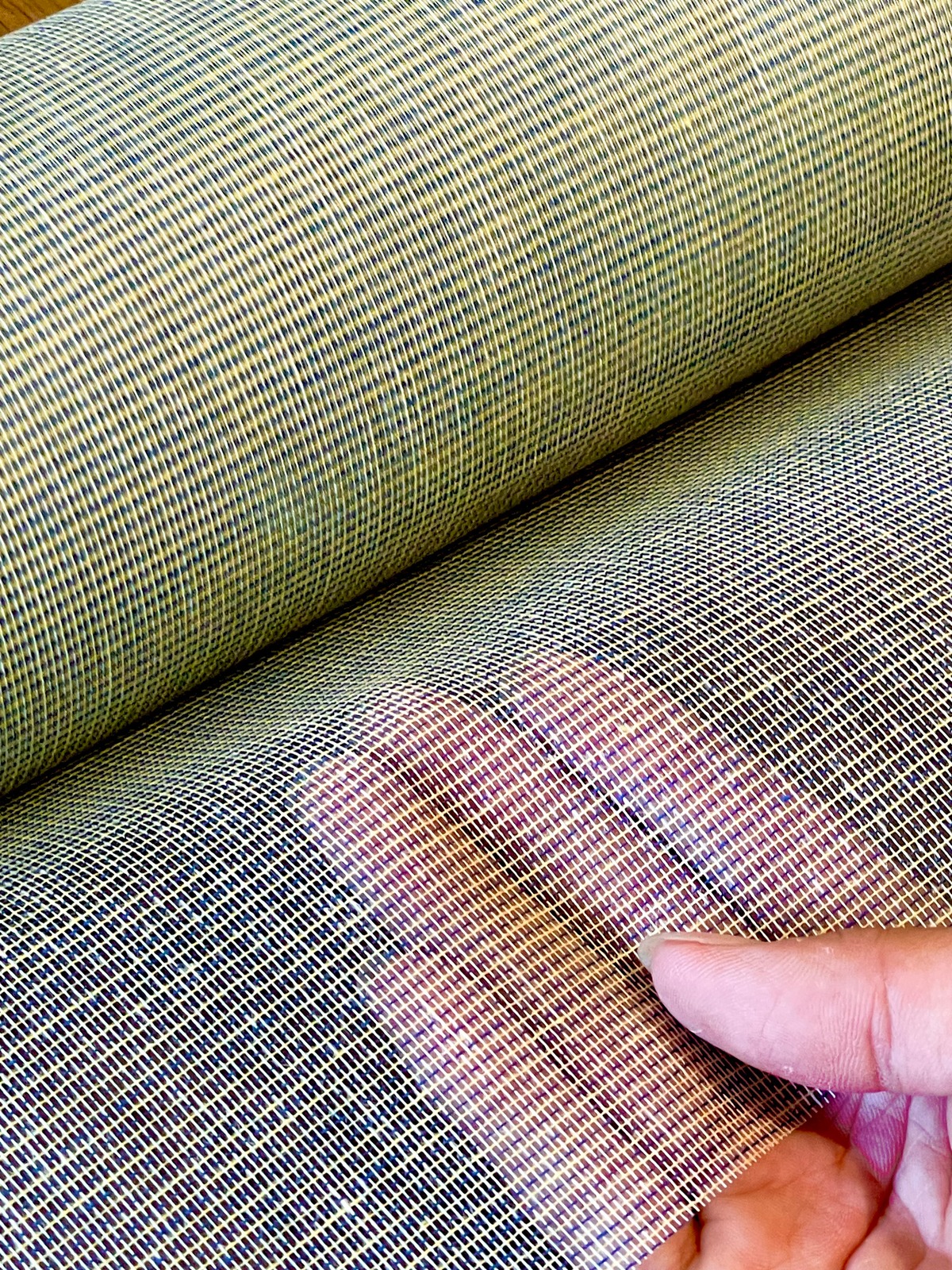 色見本 蚊帳生地 紺×ソフトイエロー | 株式会社 三広織布
