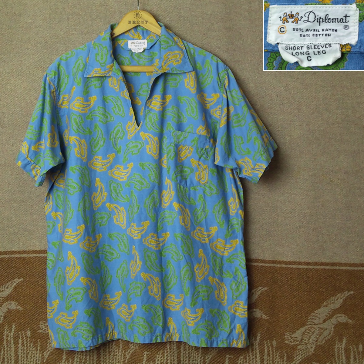 60s～ Diplomat Pullover Paisley Print Cotton Rayon Shirt | Wonder Wear ...