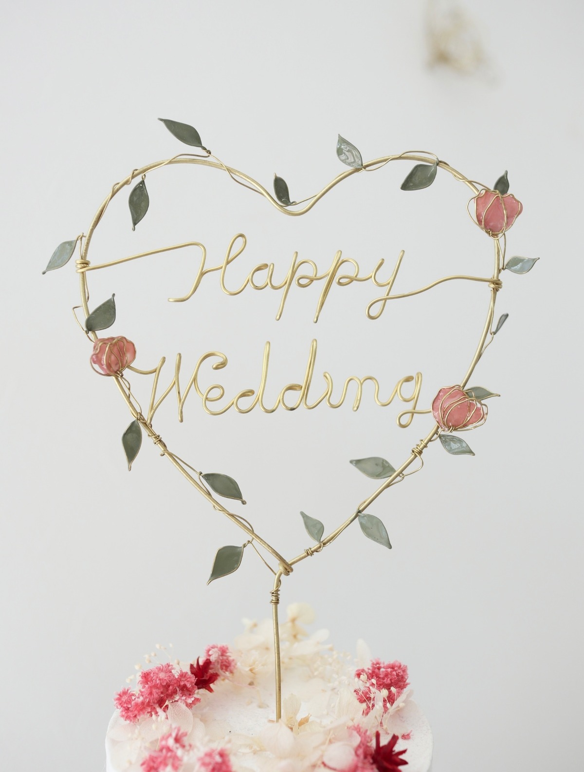 wedding アンティークなお花のリース ケーキトッパー | nonca-wireart