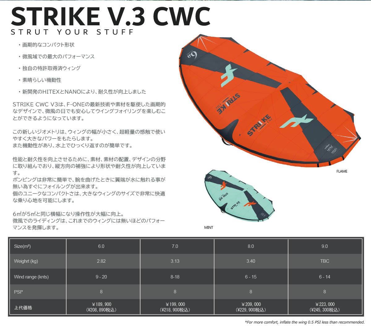 【SALE★送料無料★ラスト1点のみ★新品】F-one Strike CWC V3 size 9.0 (WINGFOIL FOIL WING ...