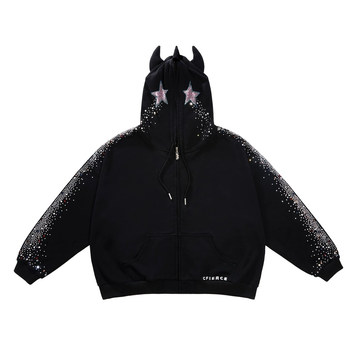 [CFIERCE] Crying Unicorn Embroidered Diamond Hoodie | BYORI