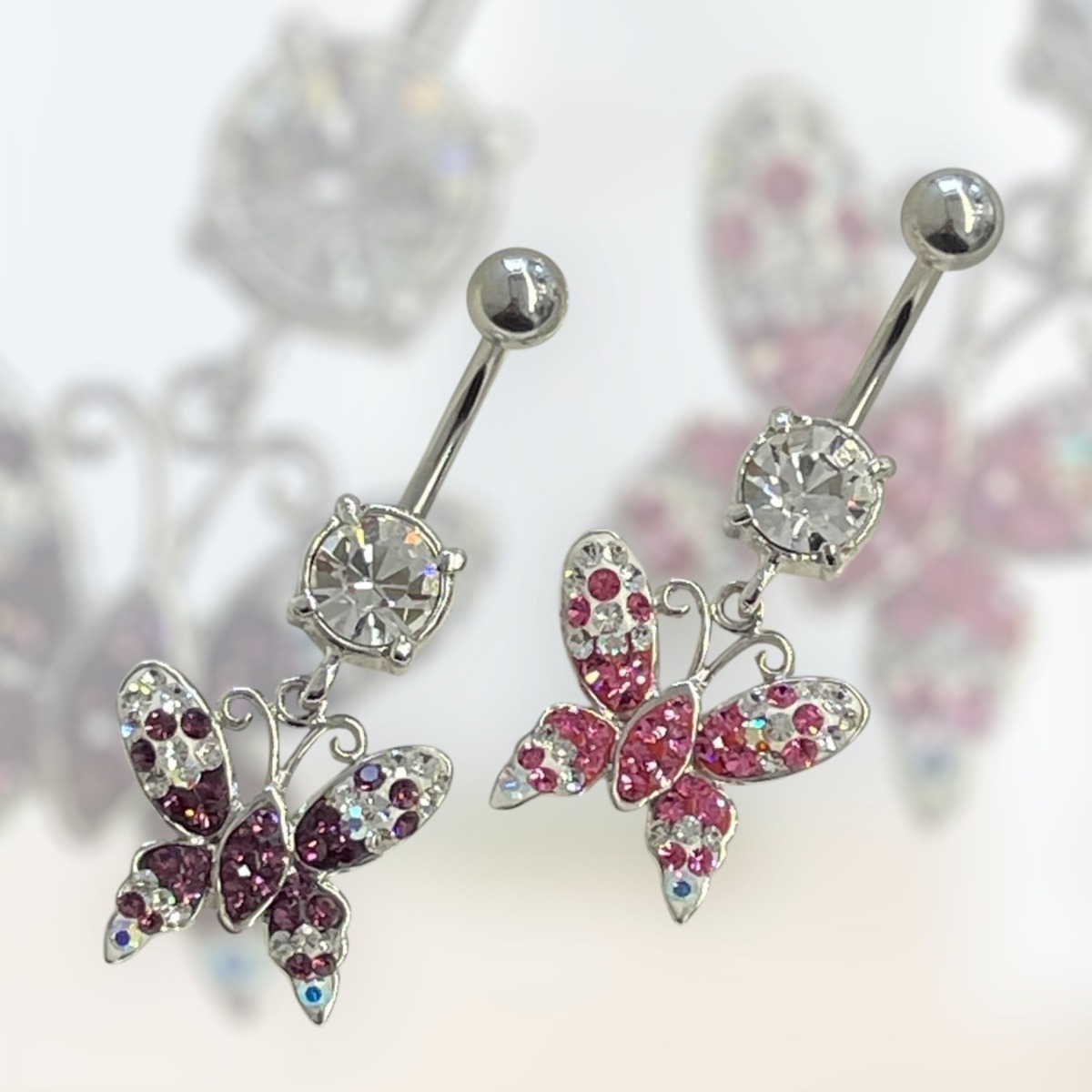 14G へそピアス 蝶々 316Lサージカルステンレス | ボディーピアス専門店GIN