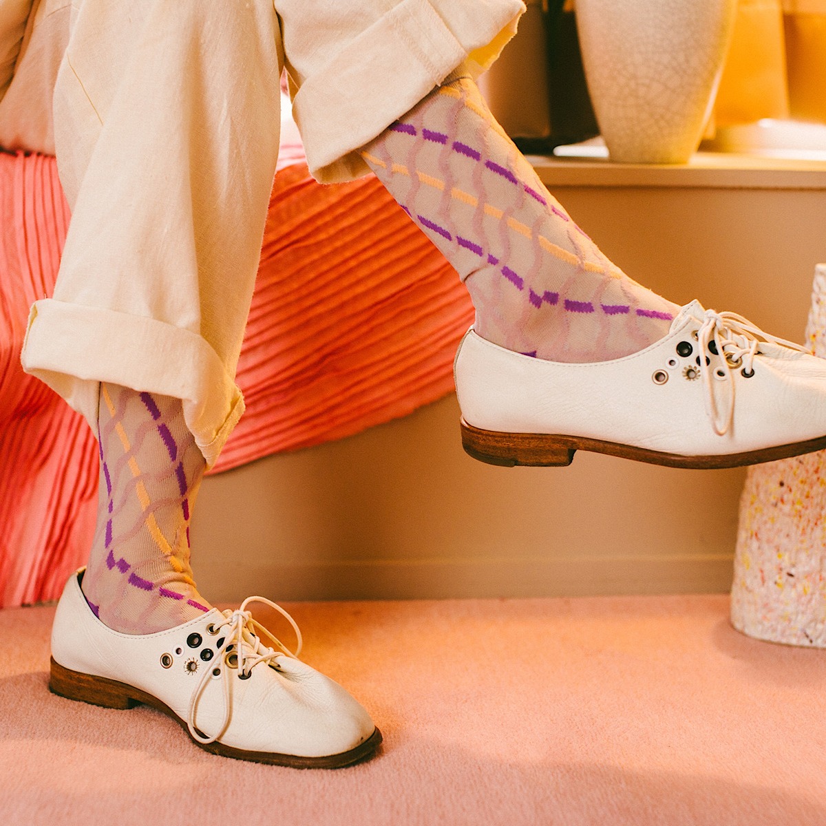 【TUO YAN SET】Fruit Cap SOCKS・ライトグレー | sunsun