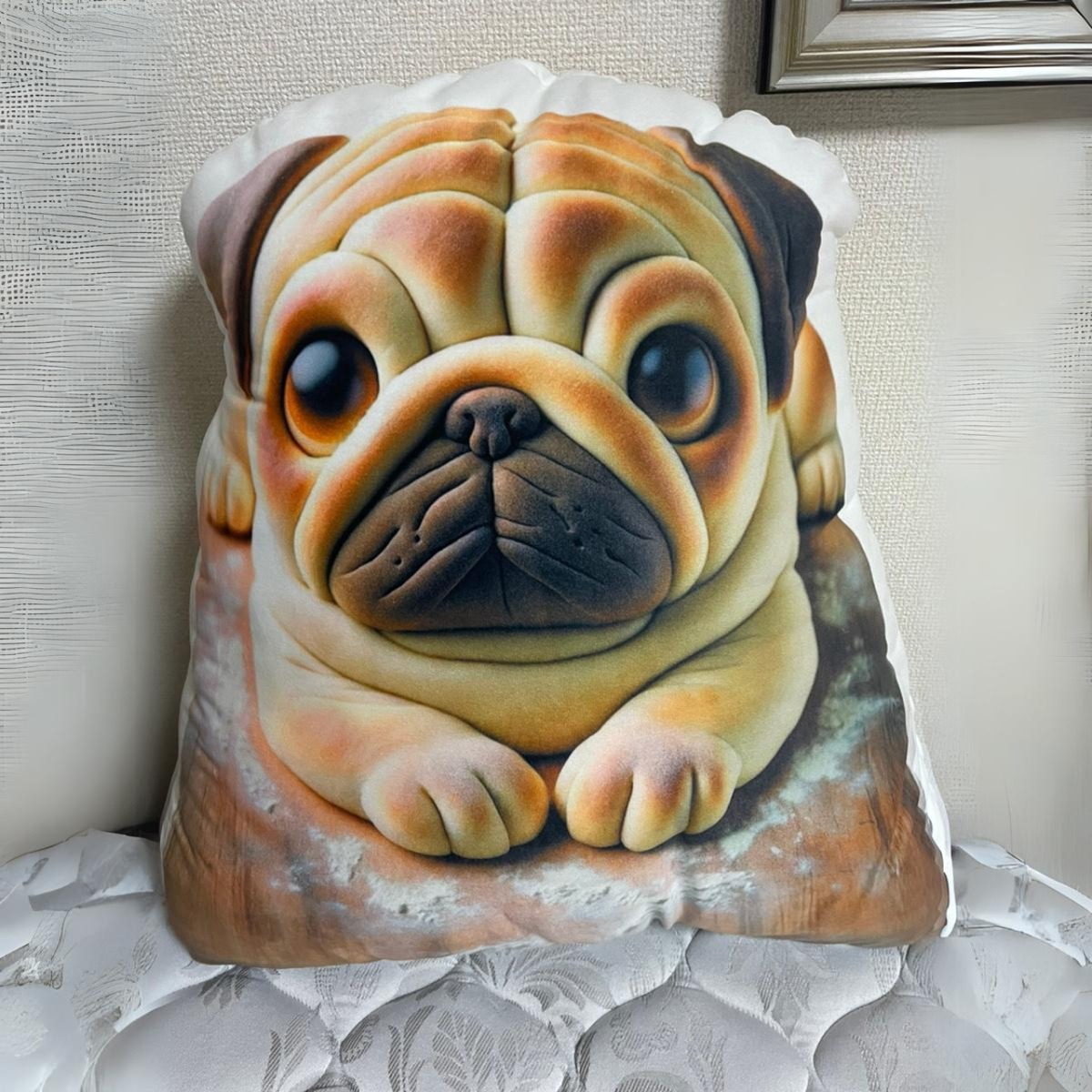 Original cushion -pug bread- 32cm cus27 | Pug shower - パグシャワー パグ雑貨専門店