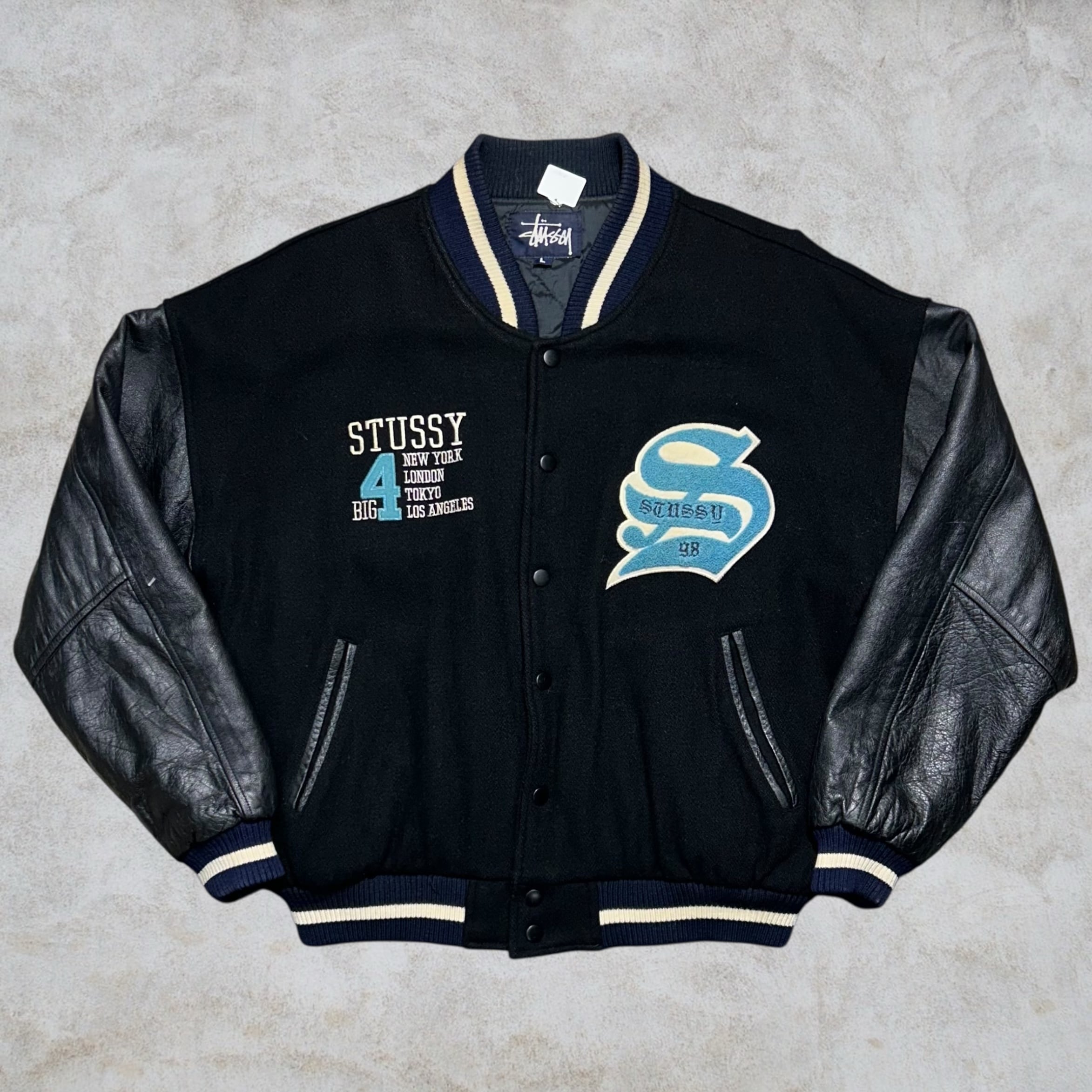 【Special!!】90’s old stussy Varsity Jacket “BIG 4” “スタジャン”【下北沢店】 | curb