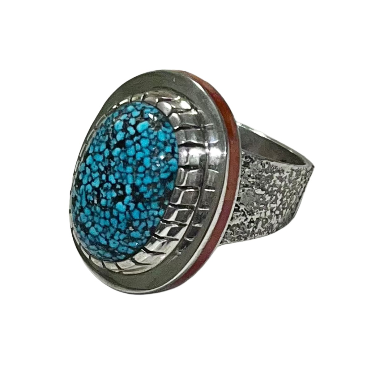 navajo Michael Perry coral inlay kingman turquoise silver ring | NOIR ...