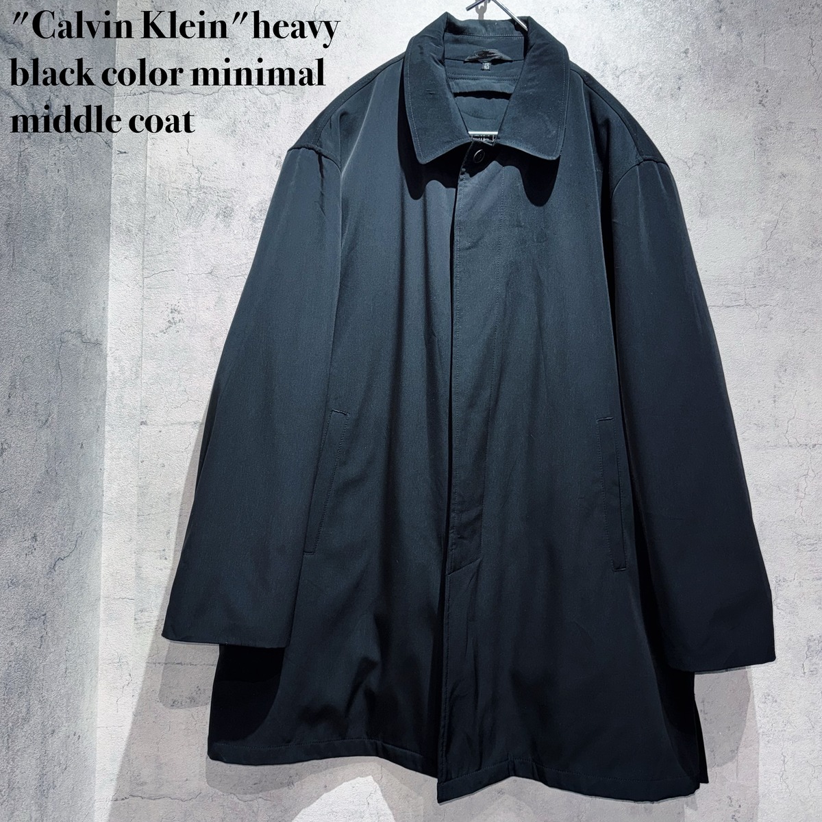 "Calvin Klein"heavy black color minimal middle coat | ayne