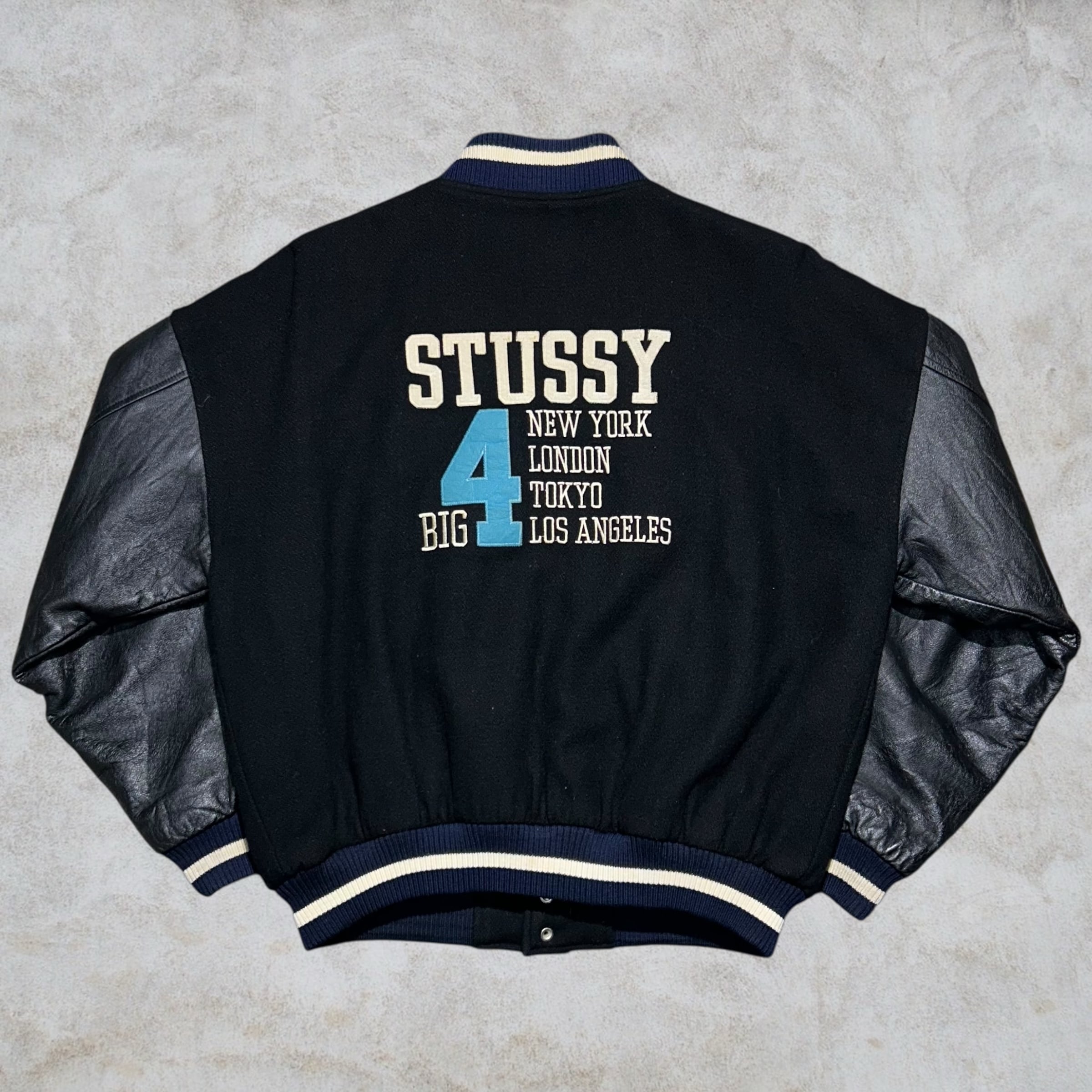 【Special!!】90’s old stussy Varsity Jacket “BIG 4” “スタジャン”【下北沢店】 | curb