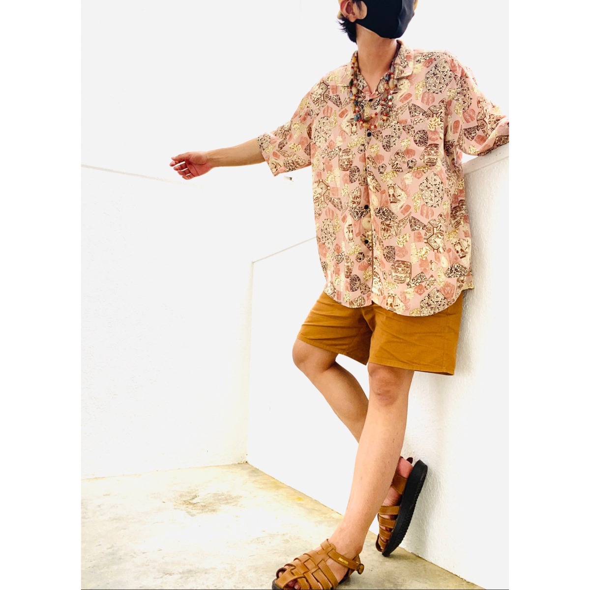 80s exotic Geometry ゆったり オープンカラー シャツ | ROMP vintage used shop