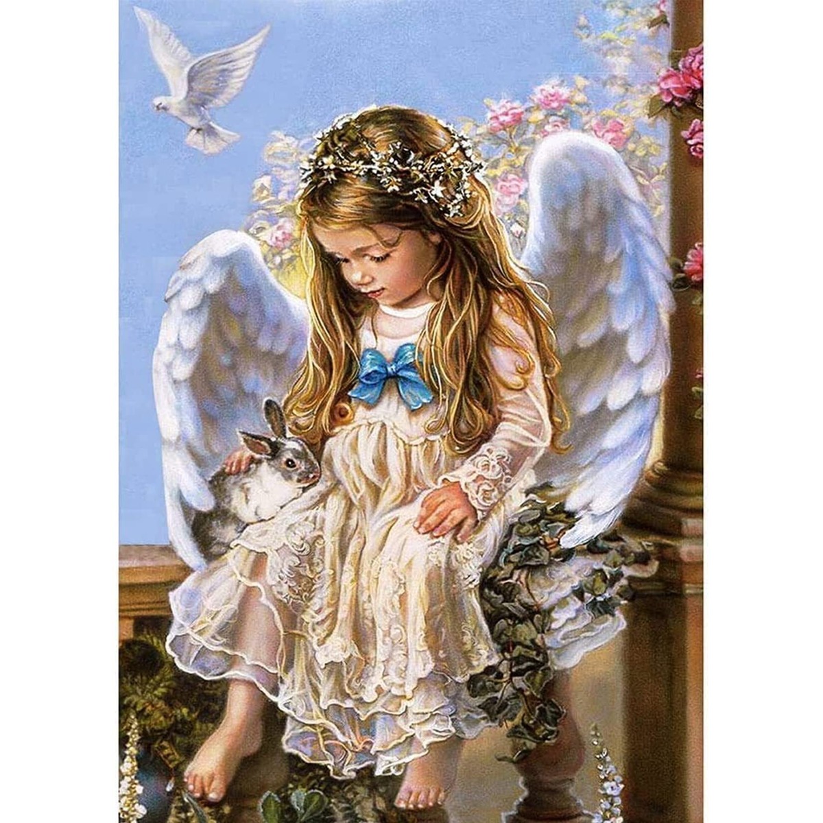 5dダイヤモンドアート 天使少女 5D ダイヤモンド塗装 モザイクアート ダイヤモンドペインティング キット ビーズ絵画 全面貼り付けタイプ ...