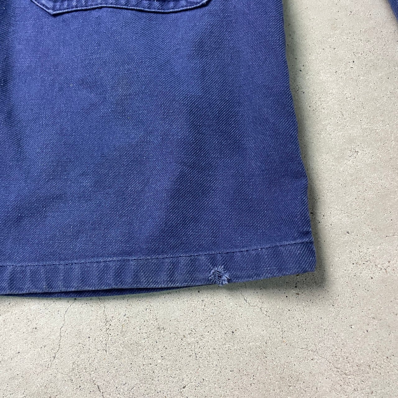 ヴィンテージ ユーロワークジャケット 2ポケット コットンツイル メンズM相当 古着 VINTAGE フェードネイビー 青色 紺色【ワーク ...