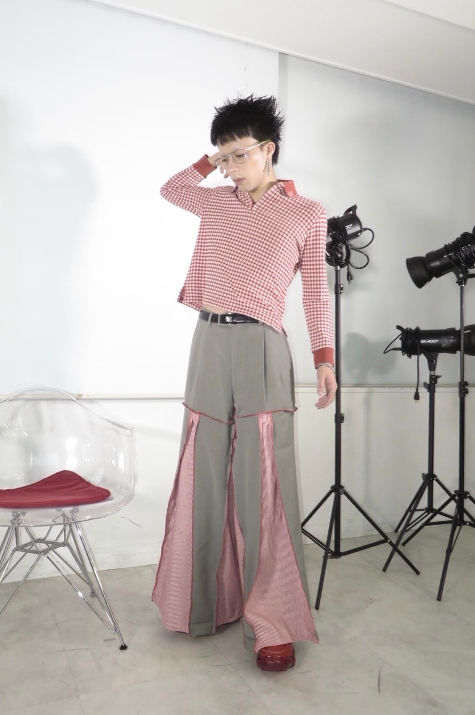 tuck wide line pants | 『kick margin.』