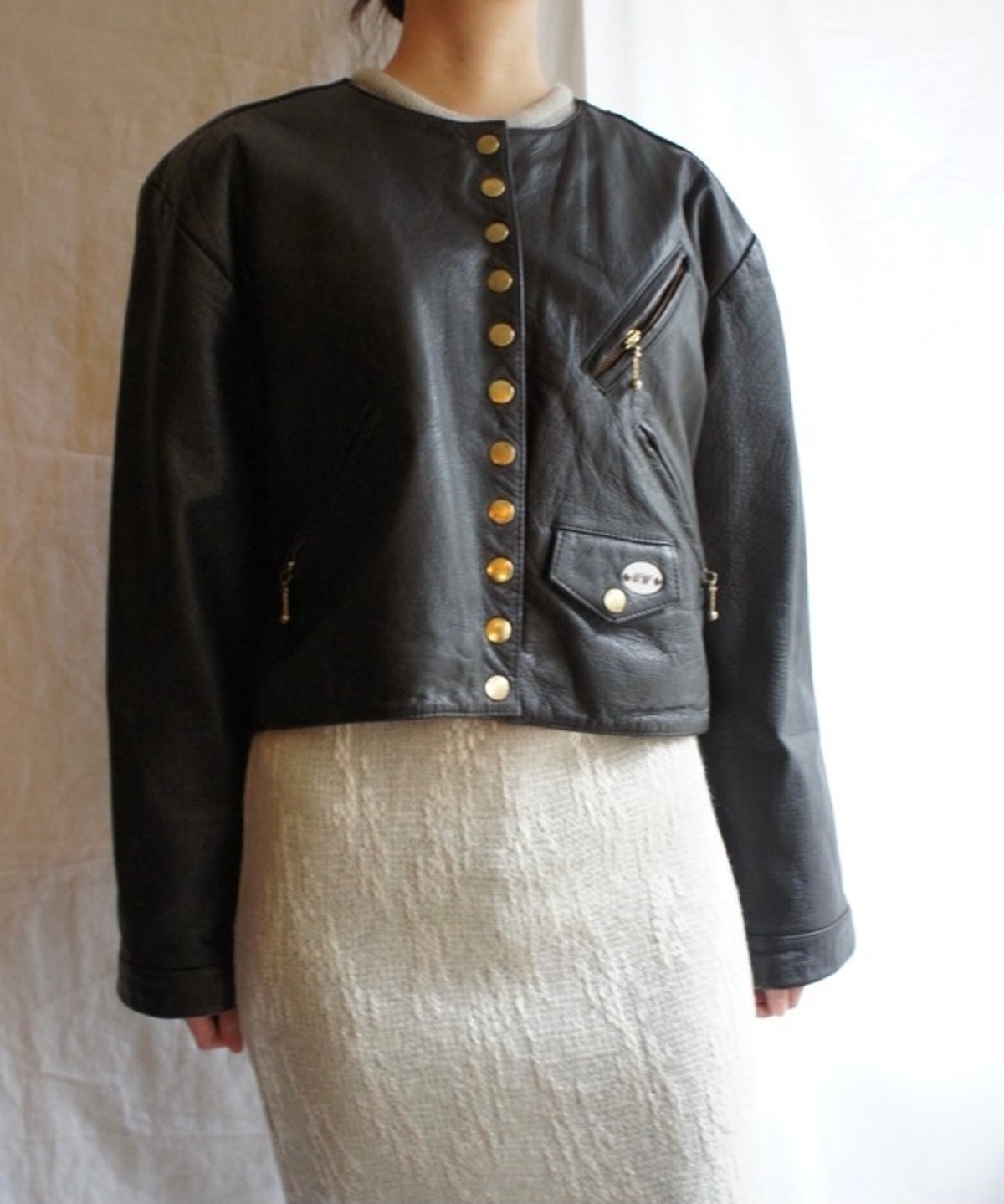 NAF NAF 1980~1990's Snap Buttons Black Leather Jacket | CARBOOTS