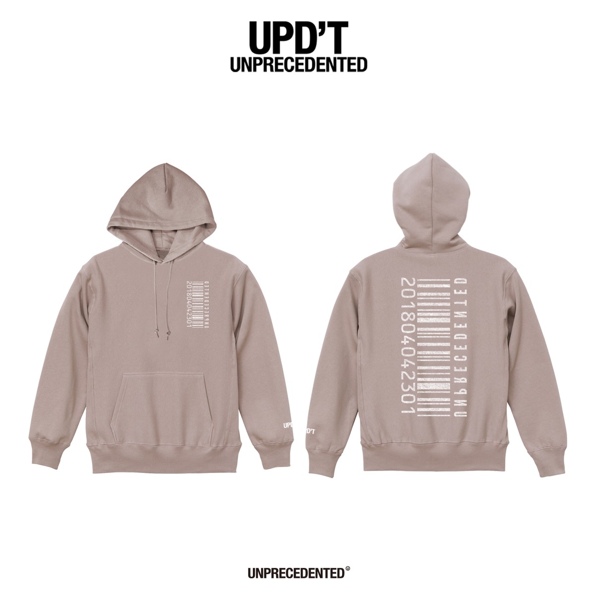 UPD’T Barcode Hoodie "Pigment pink” | UPD'T-UNPRECEDENTED-