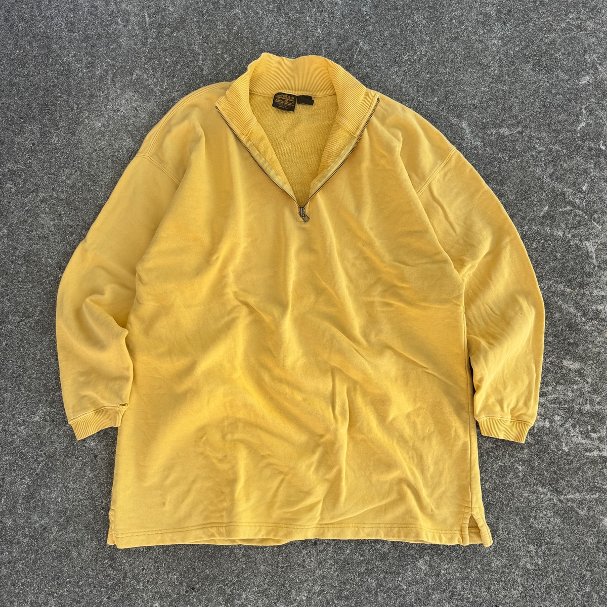 1980's "Eddie Bauer" L/S sweat trainer half zip yellow mustard M / 80年代 ...