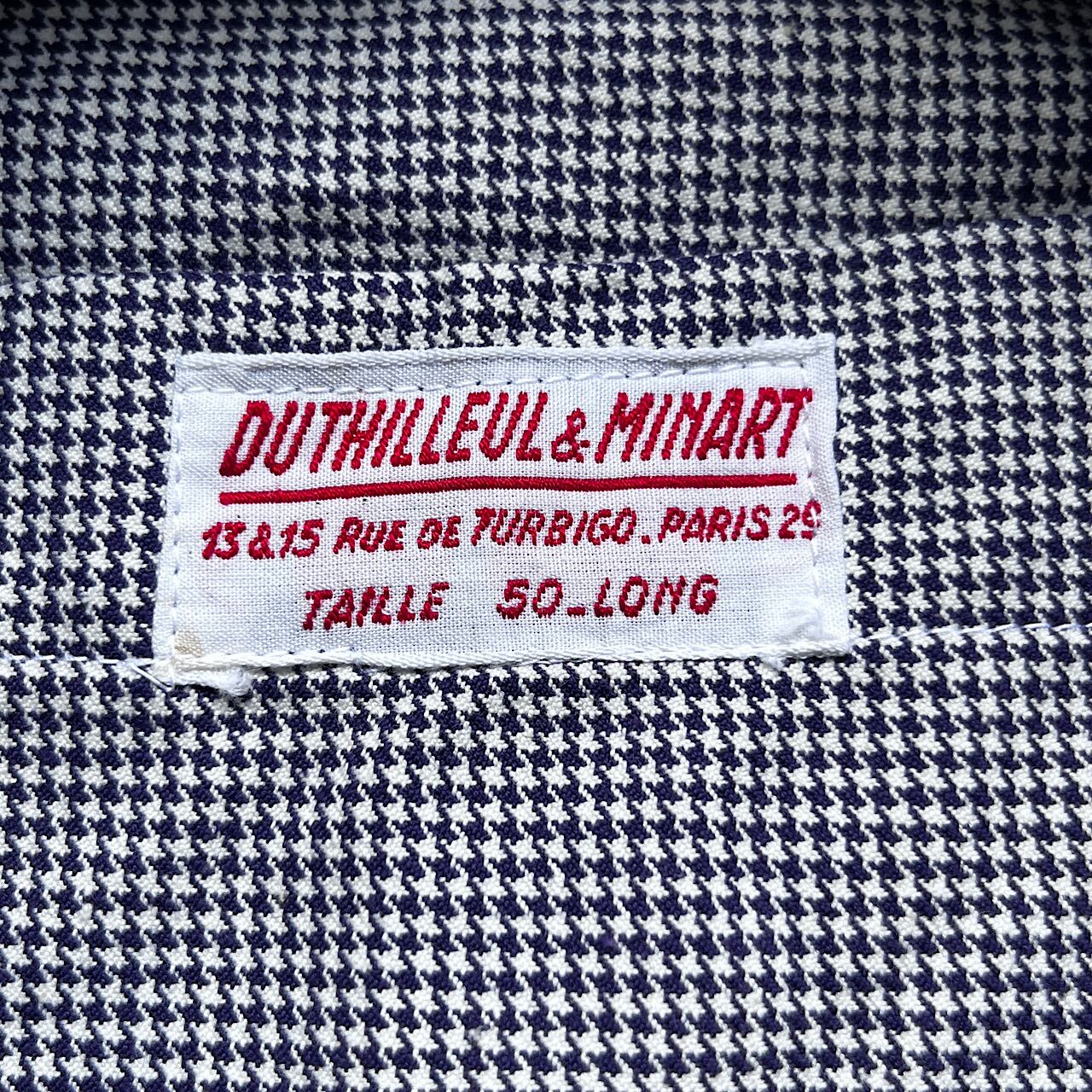 ヴィンテージ DUTHILL&MINART 千鳥格子 ハウンドトゥース柄 シェフジャケット フレンチワークジャケット メンズL相当 ヨーロッパ ...