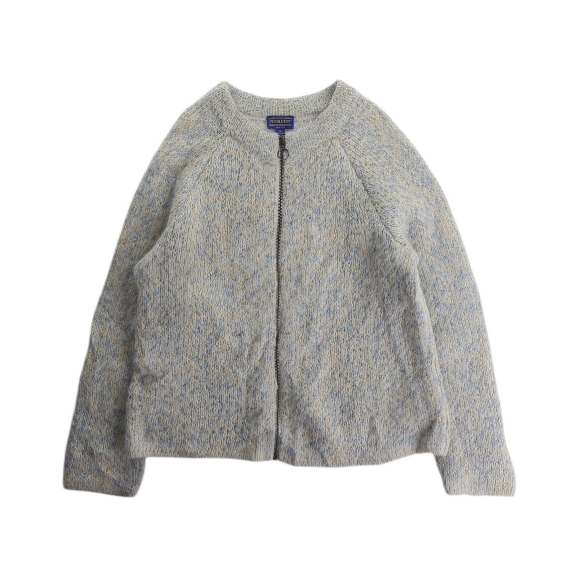 【MAKE MY DAY】"PENDLETON"mohair mix zip up crew neck knit -2122- | Pay ID