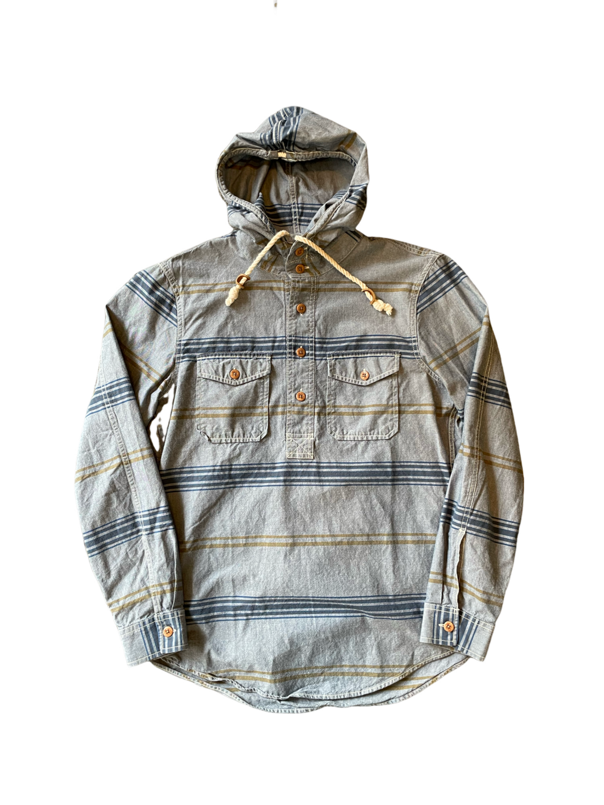 LAND'S END "canvas" shambray shirtparka (size:M)bsh-085 | FABRIC used ...