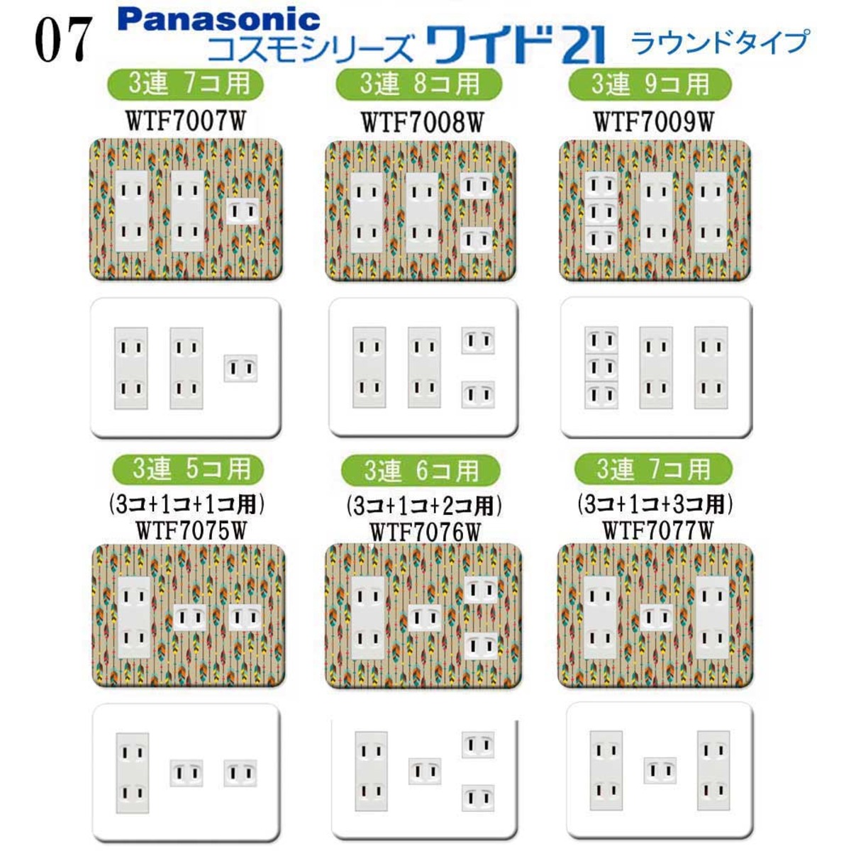 ネイティブアメリカン柄 07番パナソニック 【コスモワイドシリーズ21】3連 コンセントプレート スイッチプレート | CASEMAKER