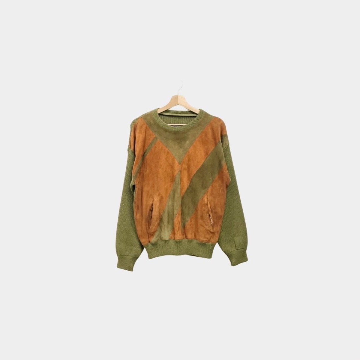 front leather patching knit | Hype