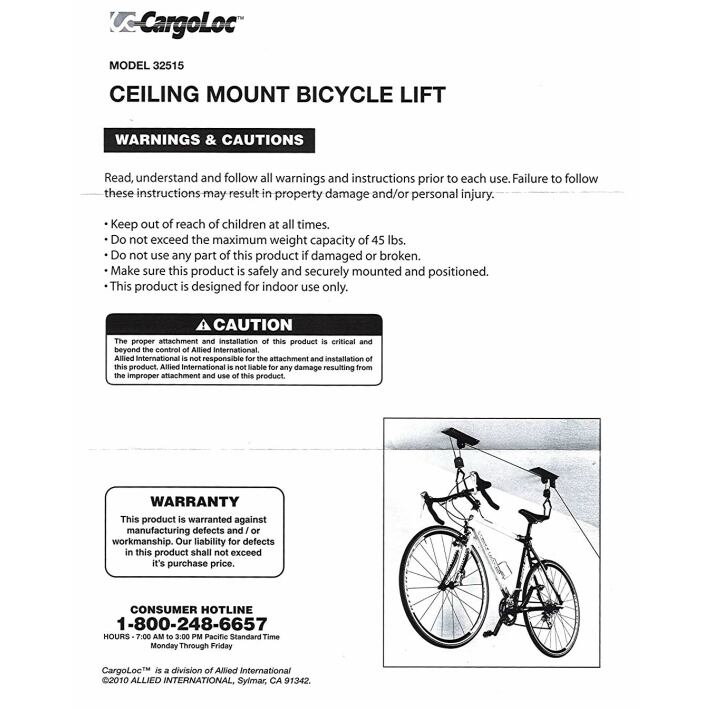 Cargoloc Ceiling Mount Bike Lift | Shelly Lighting