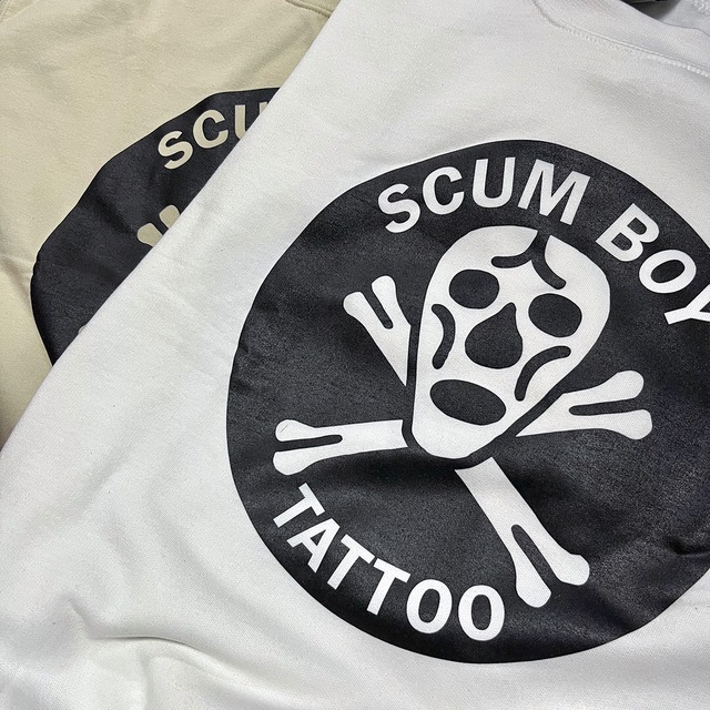 SCUM BOY TATTOO LARGE SKULL Crew neck White | SCUM