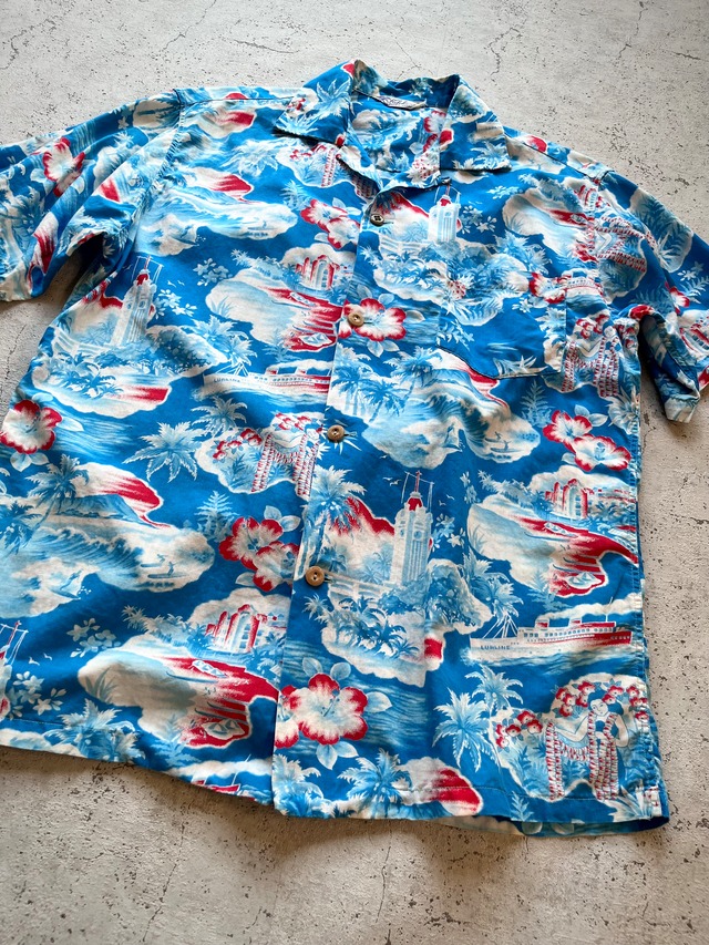 50s HAWAII製 KILOHANA - LURLINE MATSON TROPICAL HAWAIIAN ALOHA SHIRT OLD ...